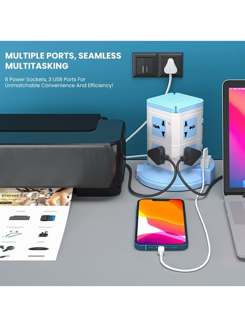 Buy Portronics Power Plate 9 with 3 USB Ports (Blue) Online At Best ...