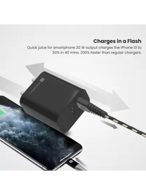 Buy Portronics Adapto 45 20W Mobile Charger Adapter - Black Online At ...