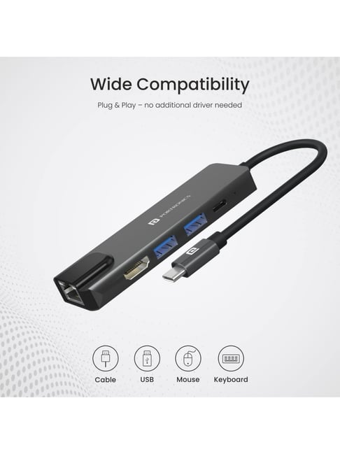 Buy Portronics Mport 51 5-in-1 Type C HUB (Grey) Online At Best Price ...