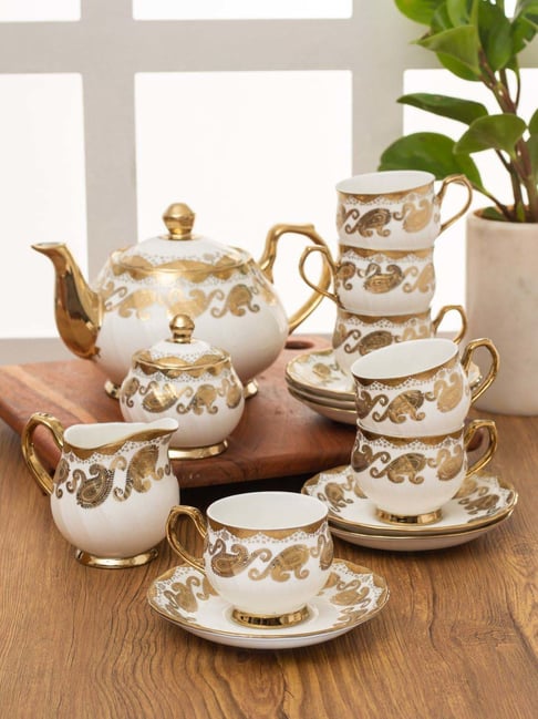 Buy Clay Craft Golden & White Ceramic Tea Set at Best Price @ Tata CLiQ