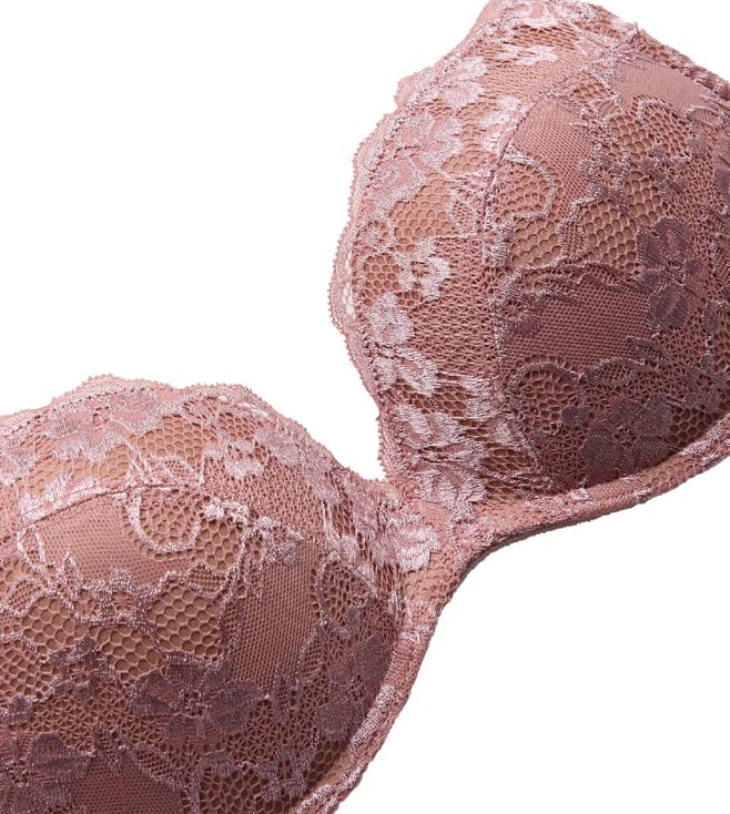 Buy YamamaY Clay Rose Primula Color Padded Lace Demi Cup Bra for Women ...