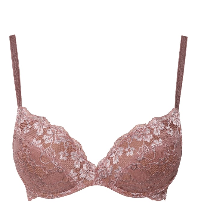 Buy YamamaY Clay Rose Primula Color Padded Lace Demi Cup Bra for Women ...