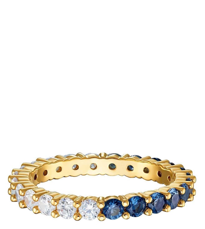 Buy Swarovski Blue Gold-Tone Plated Vittore Half Xl Ring for Women ...