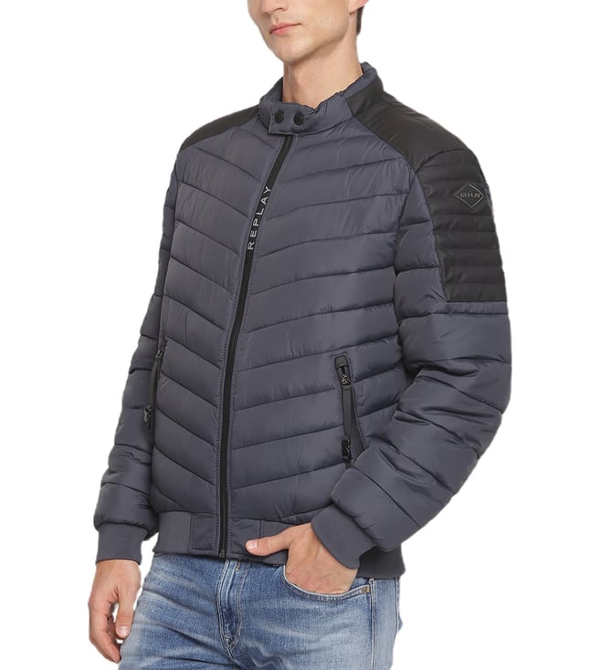 Buy Replay Navy Regular Fit Puffer Jacket for Men Online @ Tata CLiQ Luxury