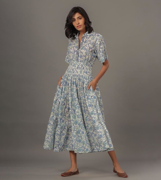 Buy Prakriti Jaipur Blue Jaal Dress for Women Online @ Tata CLiQ Luxury