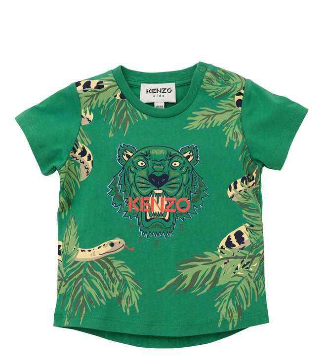 Buy Kenzo Kids Green Logo Regular Fit T Shirt for Boys Online Tata CLiQ Luxury