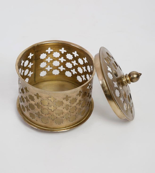 Buy FABINDIA Antique Brass Yug Cutwork Utility Box Online @ Tata CLiQ ...