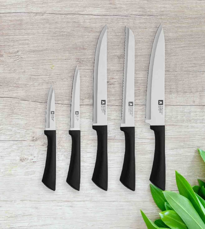 Richardson Sheffield 5-Piece Black Stainless Steel Medium R125 Onyx ...