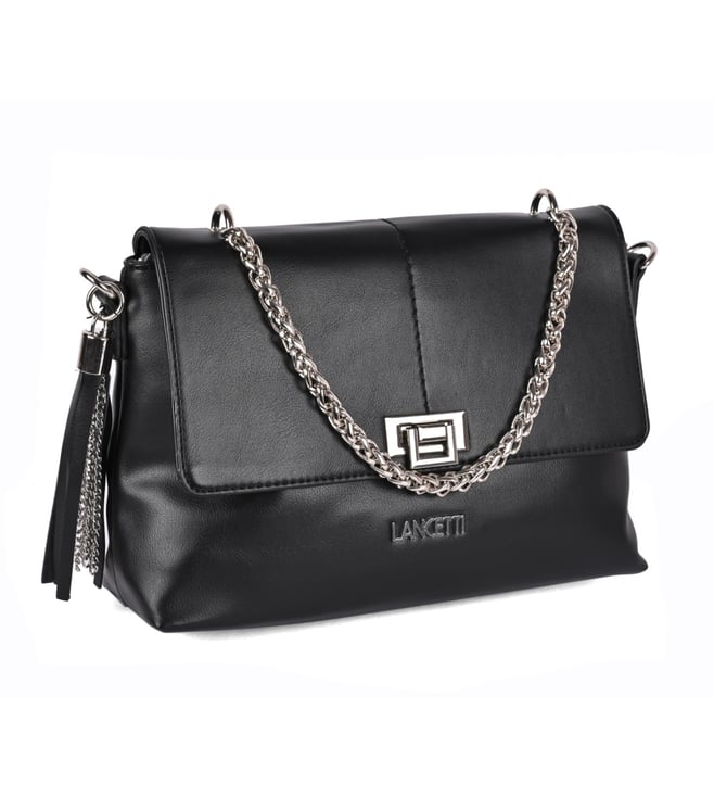 Buy LANCETTI Black Soft Case Medium Shoulder Bag for Men Online @ Tata ...