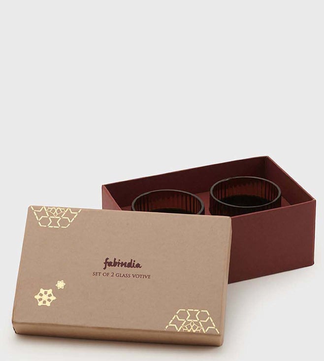 Buy Fabindia Black Maaya Glass Votives Set Of 2 Gift Box Online @ Tata ...