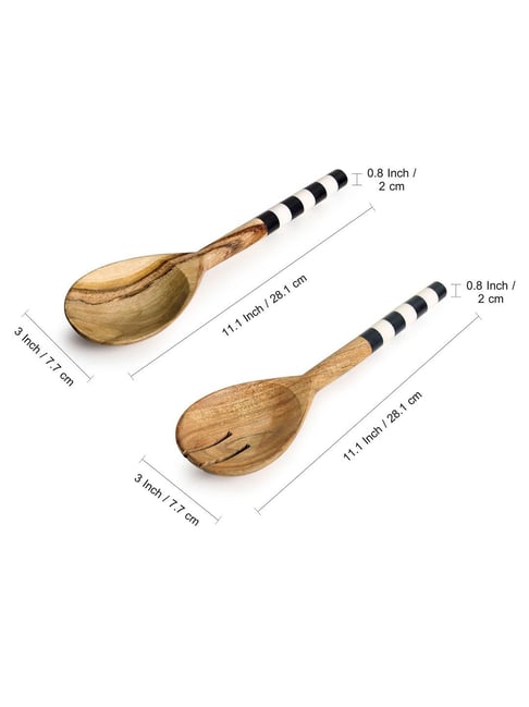 Buy ExclusiveLane Hand-painted Serving Spoon Set In Mango Wood at Best ...