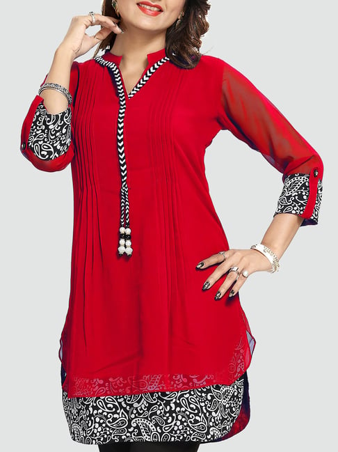 Women's Clothing Saree Swarg Western wear Red Tops and T-shirts with ...