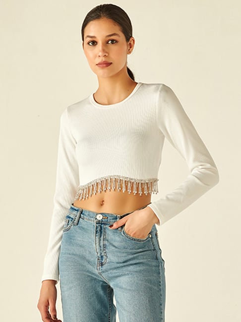 Cover Story White Box Crop Top - Price History