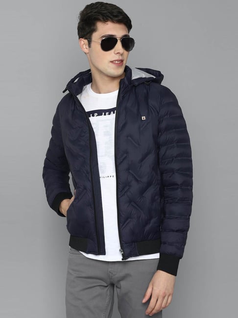 Louis Philippe Sport Navy Blue Regular Fit Hooded Jacket - Price History