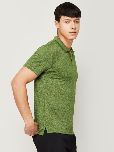 Buy Kappa Green Regular Fit Texture Polo T-Shirt for Mens Online @ Tata ...