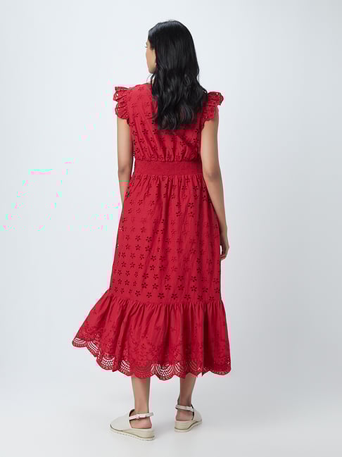 Buy LOV by Westside Red Schiffli Tiered Dress for Online @ Tata CLiQ