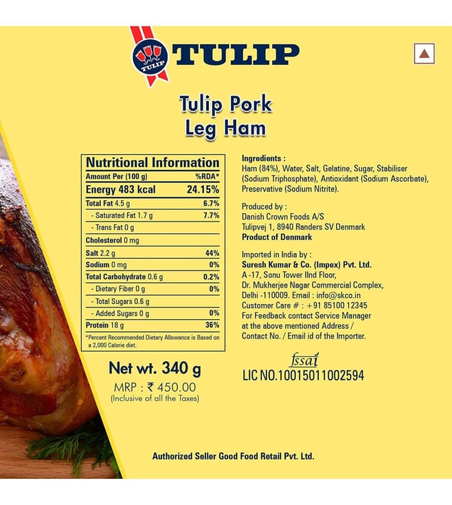 Buy Tulip Pork Leg Ham 340 g Online @ Tata CLiQ Luxury
